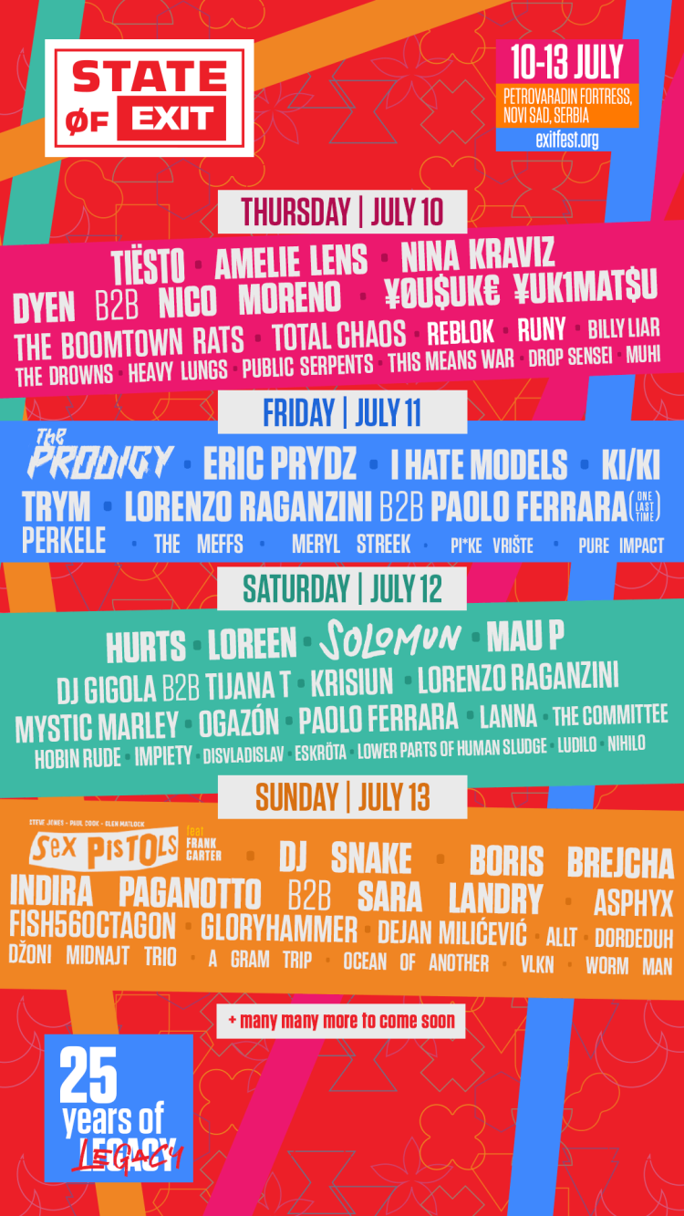 EXIT Festival 2025 - 10-13 July - Novi Sad, Serbia, #EXIT2025