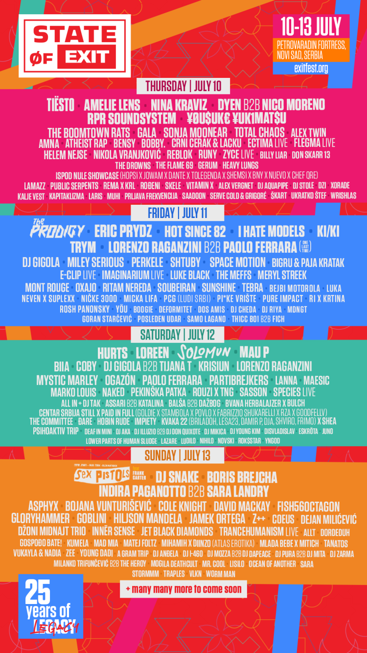 EXIT Festival 2025 - 10-13 July - Novi Sad, Serbia, #EXIT2025
